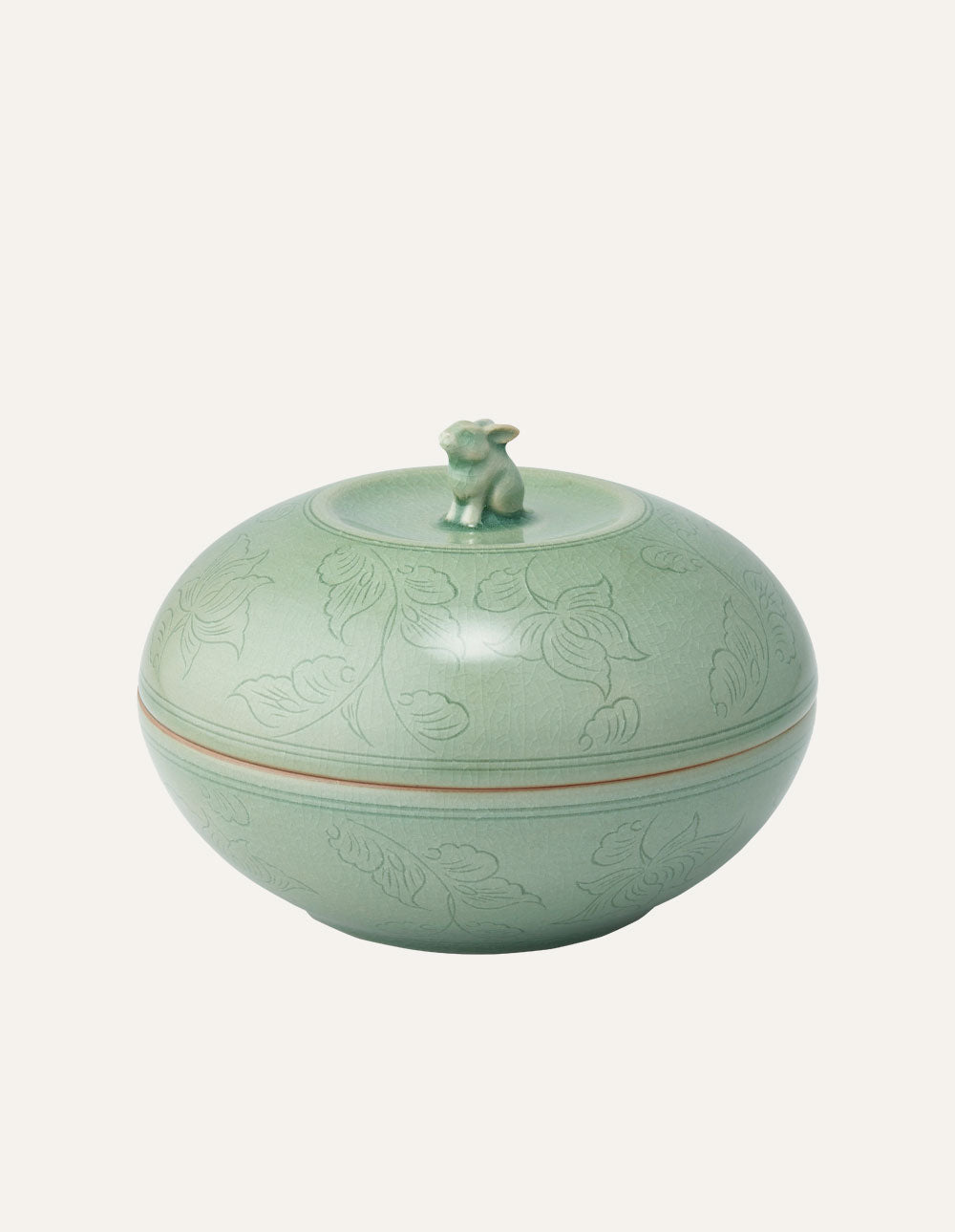 Rabbit Lidded Bowl 15cm Celadon
